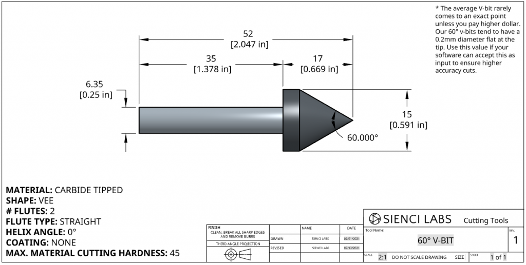 1/4″ 60 Degree V-Bit | Sienci Labs