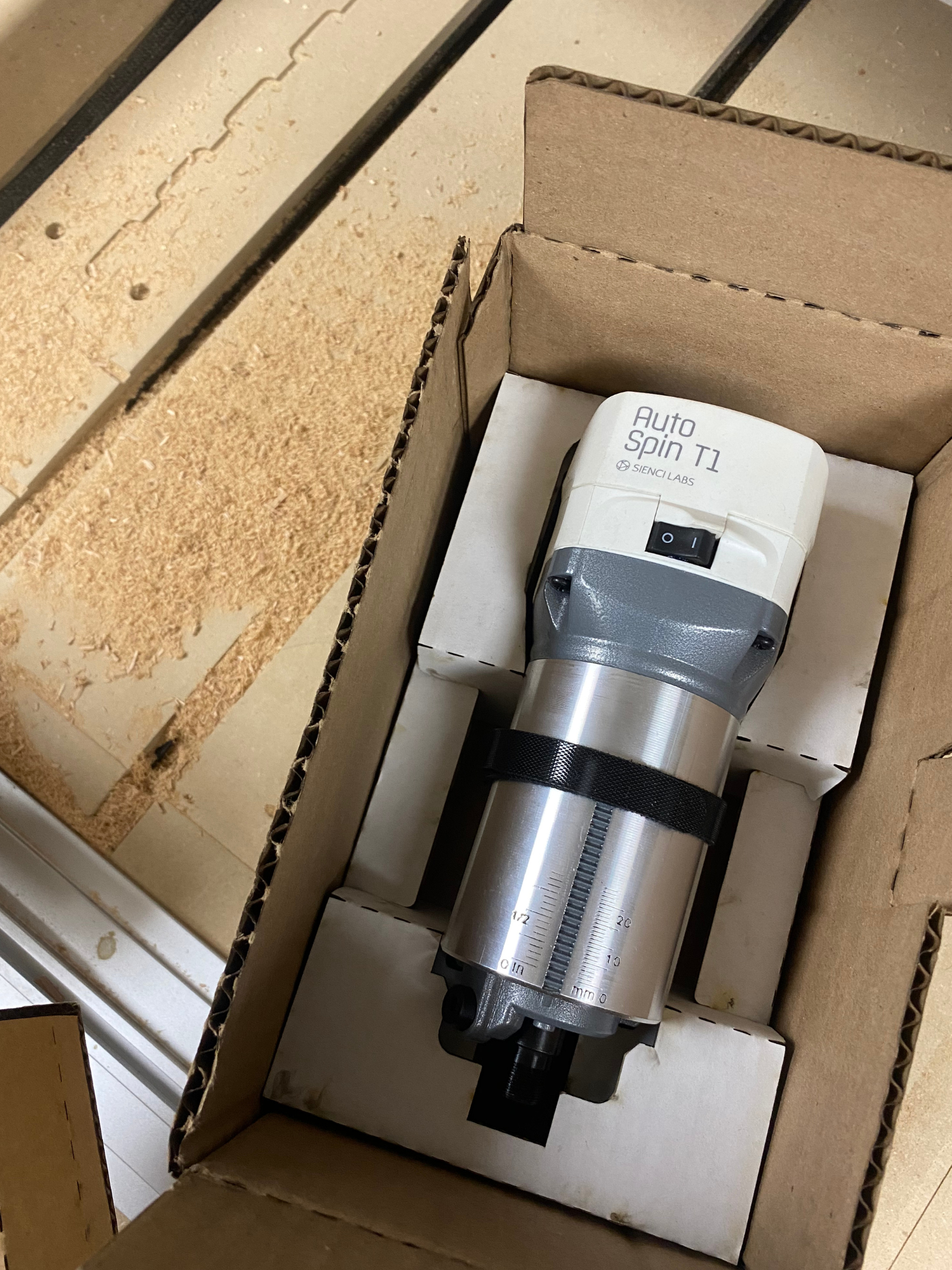 AutoSpin T1 Router Inside Packaging | Sienci Labs